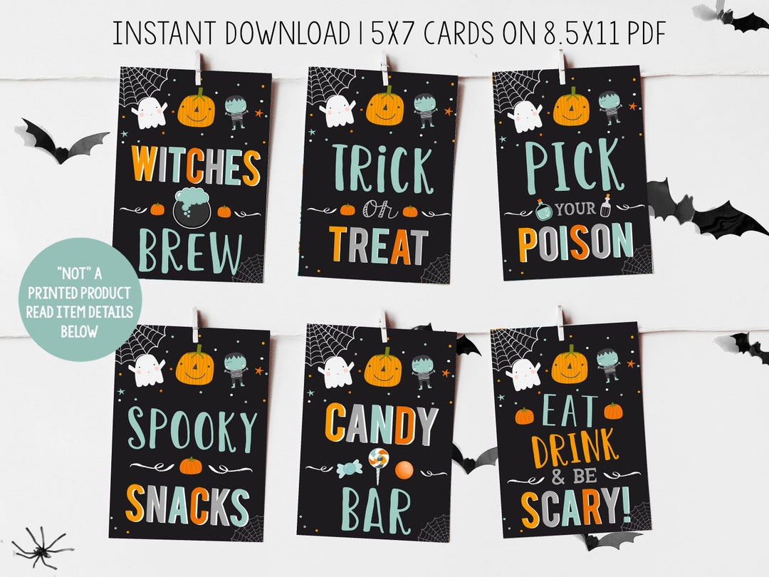 Halloween Party Signs Boy Spooky Food Labels Birthday Party Halloween ...