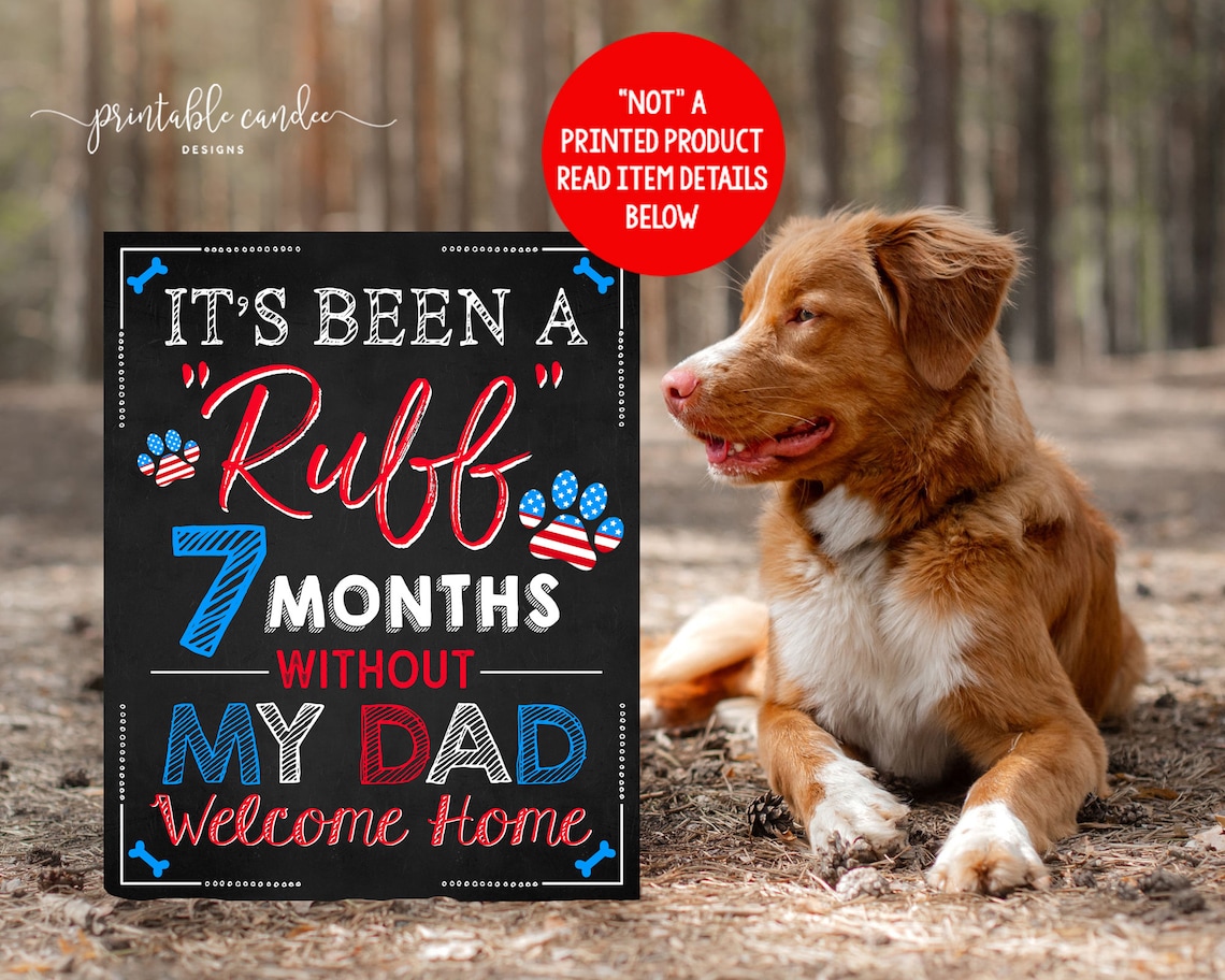 Welcome Home Dog Sign Dad Pet Homecoming Back From Deployment Best ...