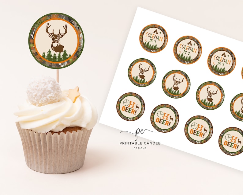 Editable Hunting Cupcake Toppers Birthday Deer Camo Party - Etsy