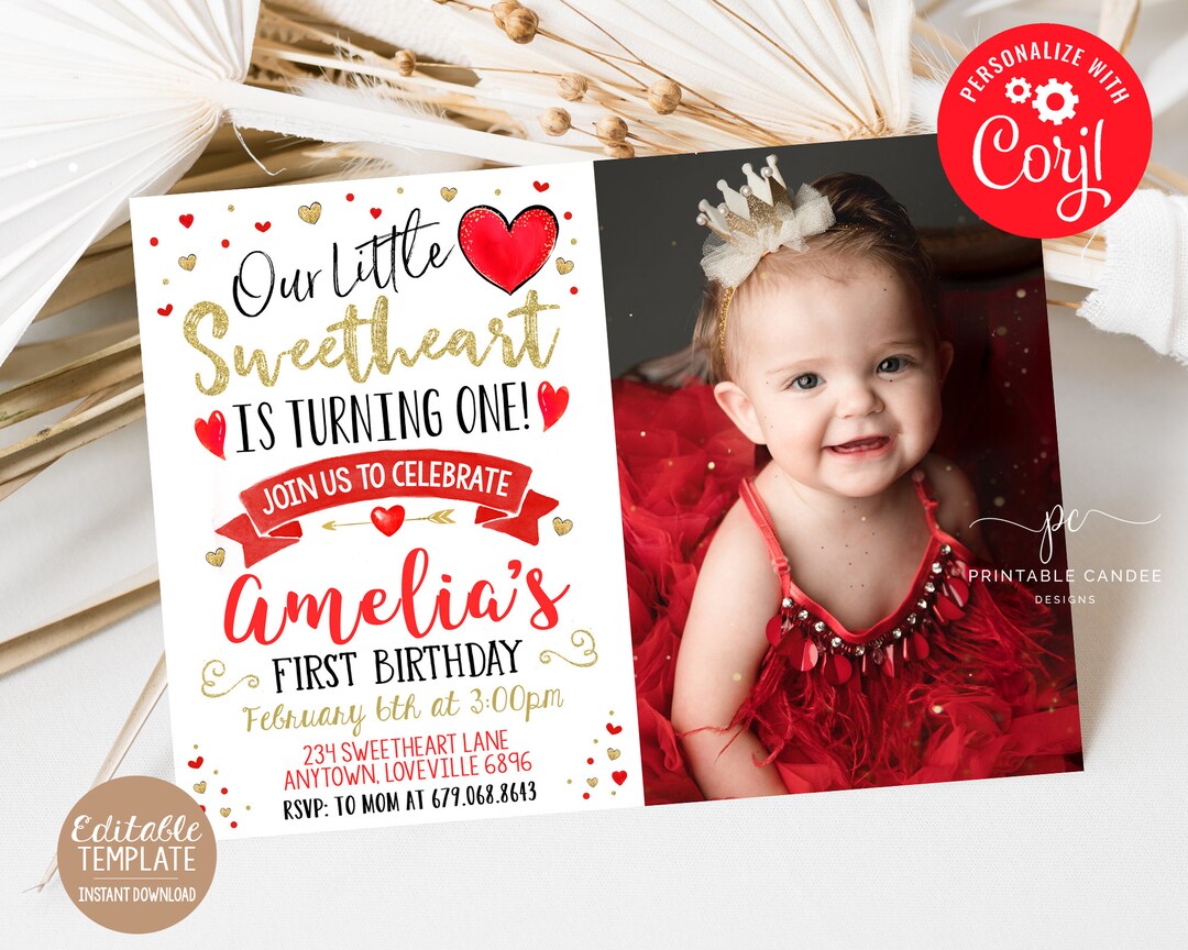 Editable Valentine Invitation Little Sweetheart Valentine's Day ...