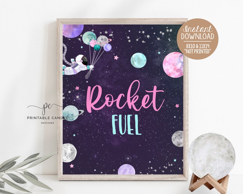 Girl Space Party Sign Outer Space Birthday Rocket Fuel Sign - Etsy