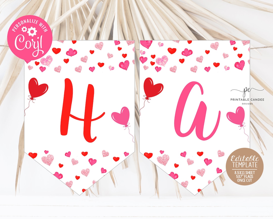Valentine Flag Banner Sweetheart Birthday Decor Heart Party Flags ...