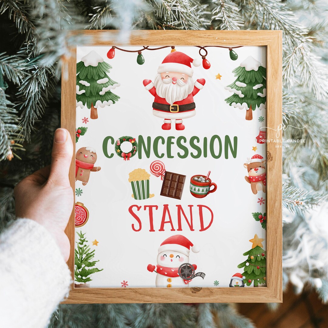 Christmas Movie Night Printable Concession Sign Holiday Movie Birthday ...