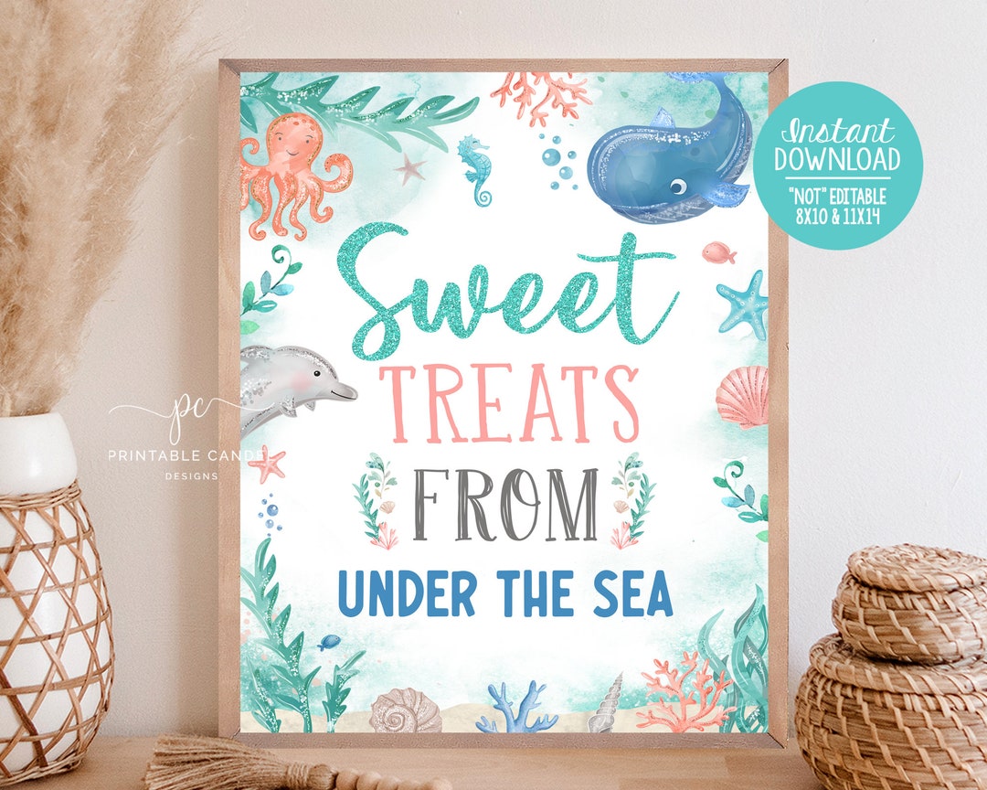 Sea Sweet Treats Sign Under the Sea Girls Birthday Decor Beach Party ...