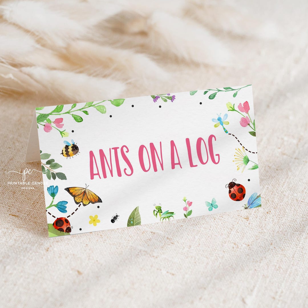 Editable Bug Birthday Food Tents Girl Bugs Party Decor Bee Ladybug Food ...