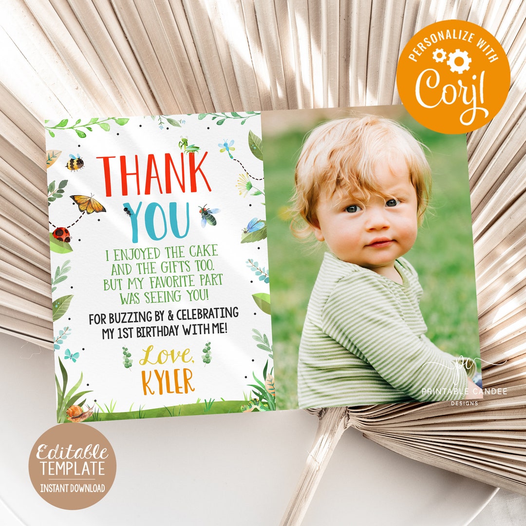 Bug Thank You Bug Birthday Party Bug Any Age Birthday Card Insect ...