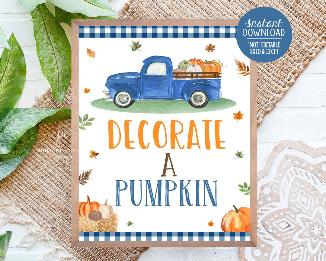 Pumpkin Decorating Sign Birthday Boy Table Sign Pumpkin Party Signs ...