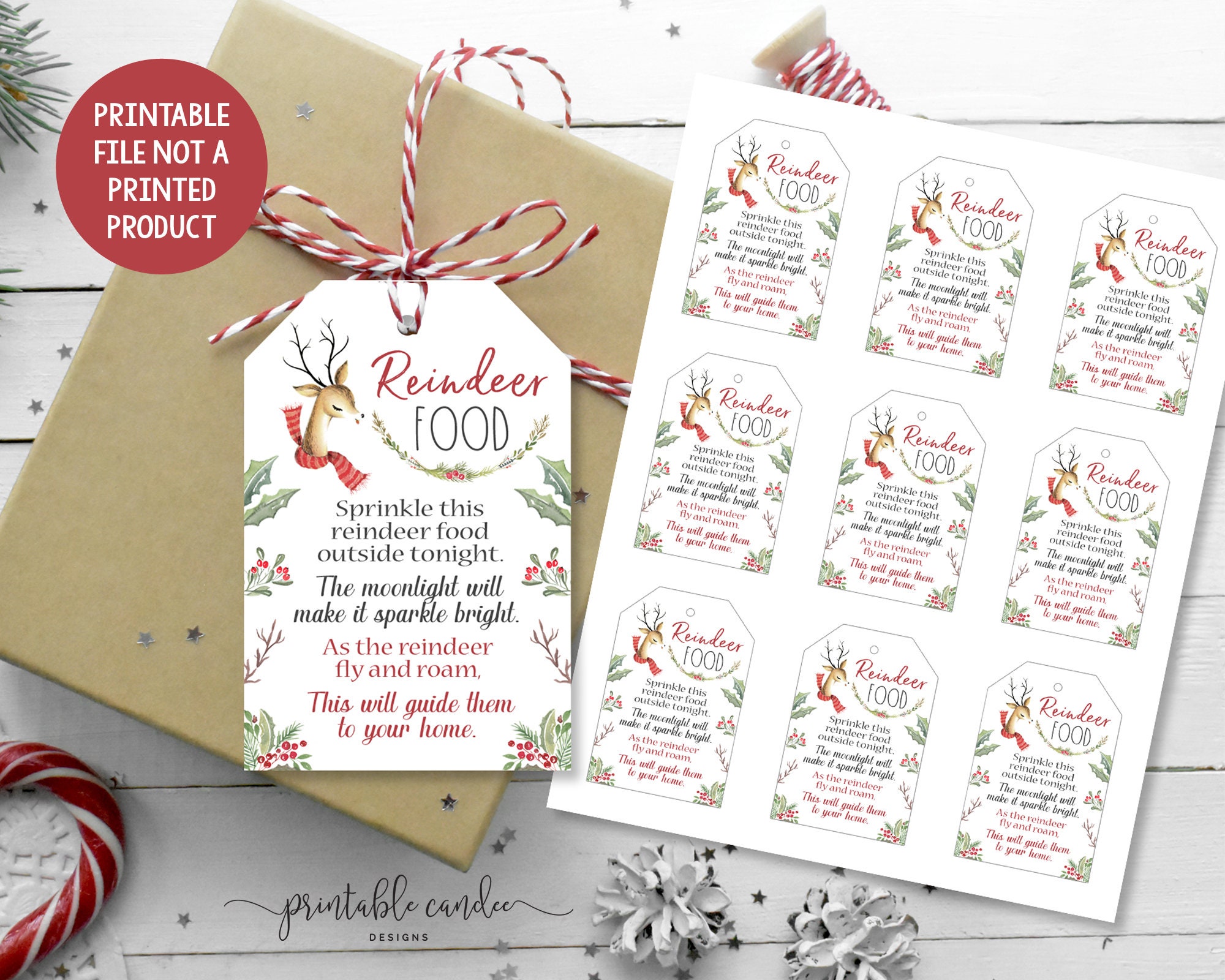 Reindeer Food Tags Printable Reindeer Gift Tags Reindeer Food Labels ...