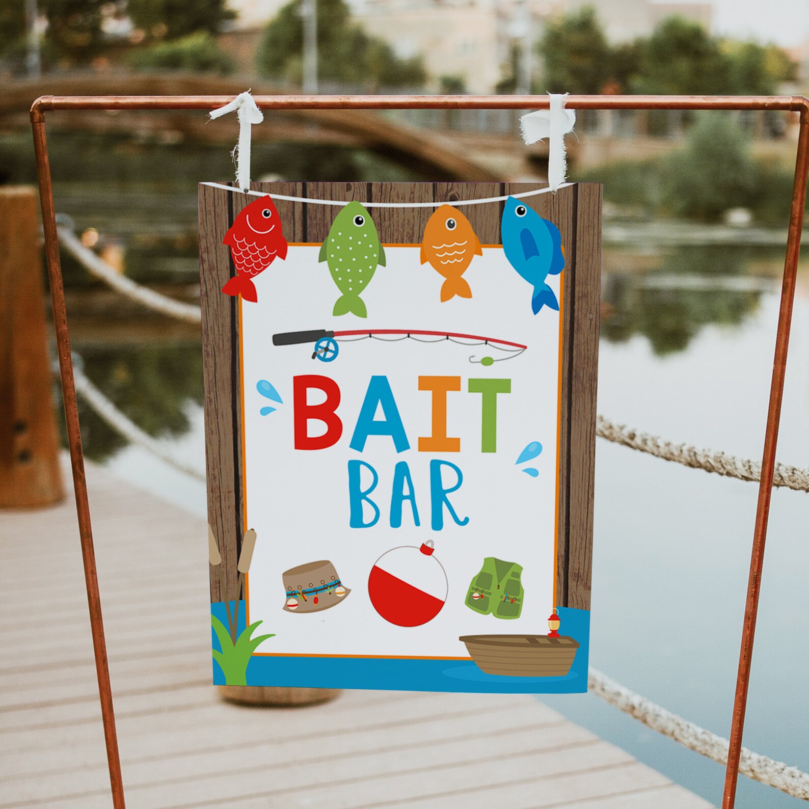 Fishing Food Sign Fish Table Sign Bait Bar Fishing Party Signs Fishing ...
