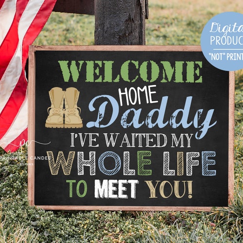 Welcome Home Daddy Sign Red White Blue Homecoming Back From - Etsy