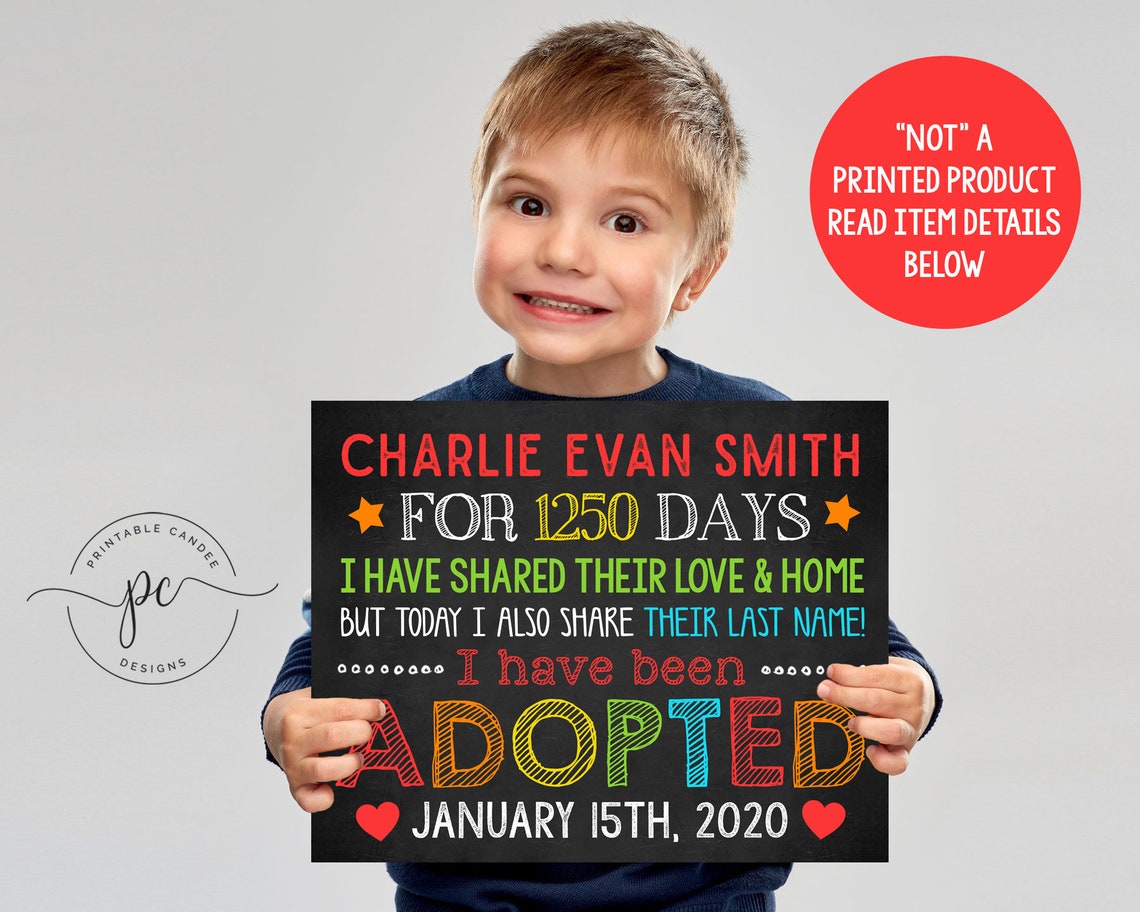 Adoption Announcement Sign Digital Chalkboard Adopted Poster - Etsy