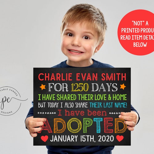 Adoption Announcement Sign Daughter Digital Chalkboard Adopted - Etsy