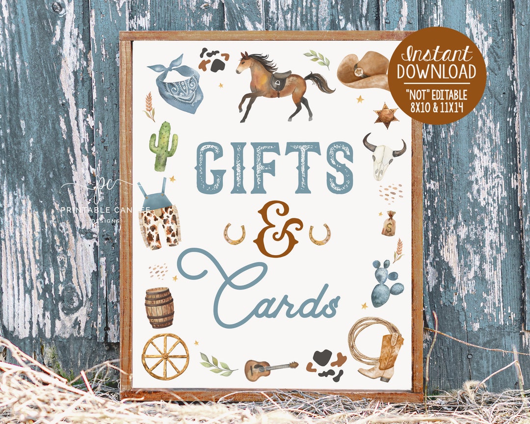 Cowboy Gift Sign 1st Rodeo Birthday Party Theme Wild West Gifts and ...