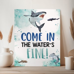 Shark Pool Sign Summer Boy Birthday Ocean Party Theme Table Sign ...