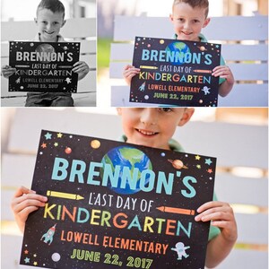 First Day of Preschool Sign 1st Day of Kindergarten Boy Planets Oter ...