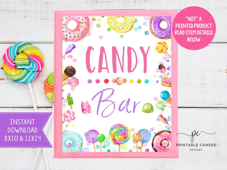 Candy Bar Sign Lollipop Donut Girl Sweet Shop Birthday Decor | Etsy