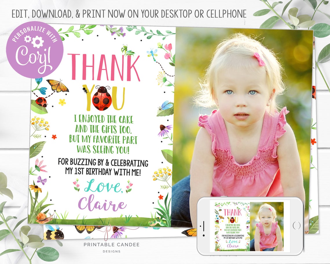 Bug Thank You Bug Birthday Party Girl Bug Any Age Birthday | Etsy