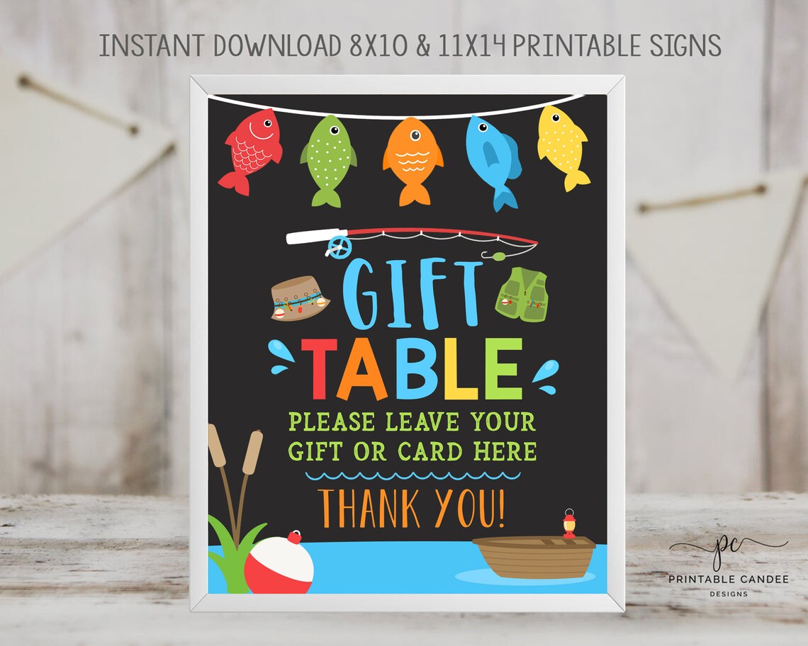 Fishing Gift Table Sign Fish Table Sign Chalk Fishing Party | Etsy