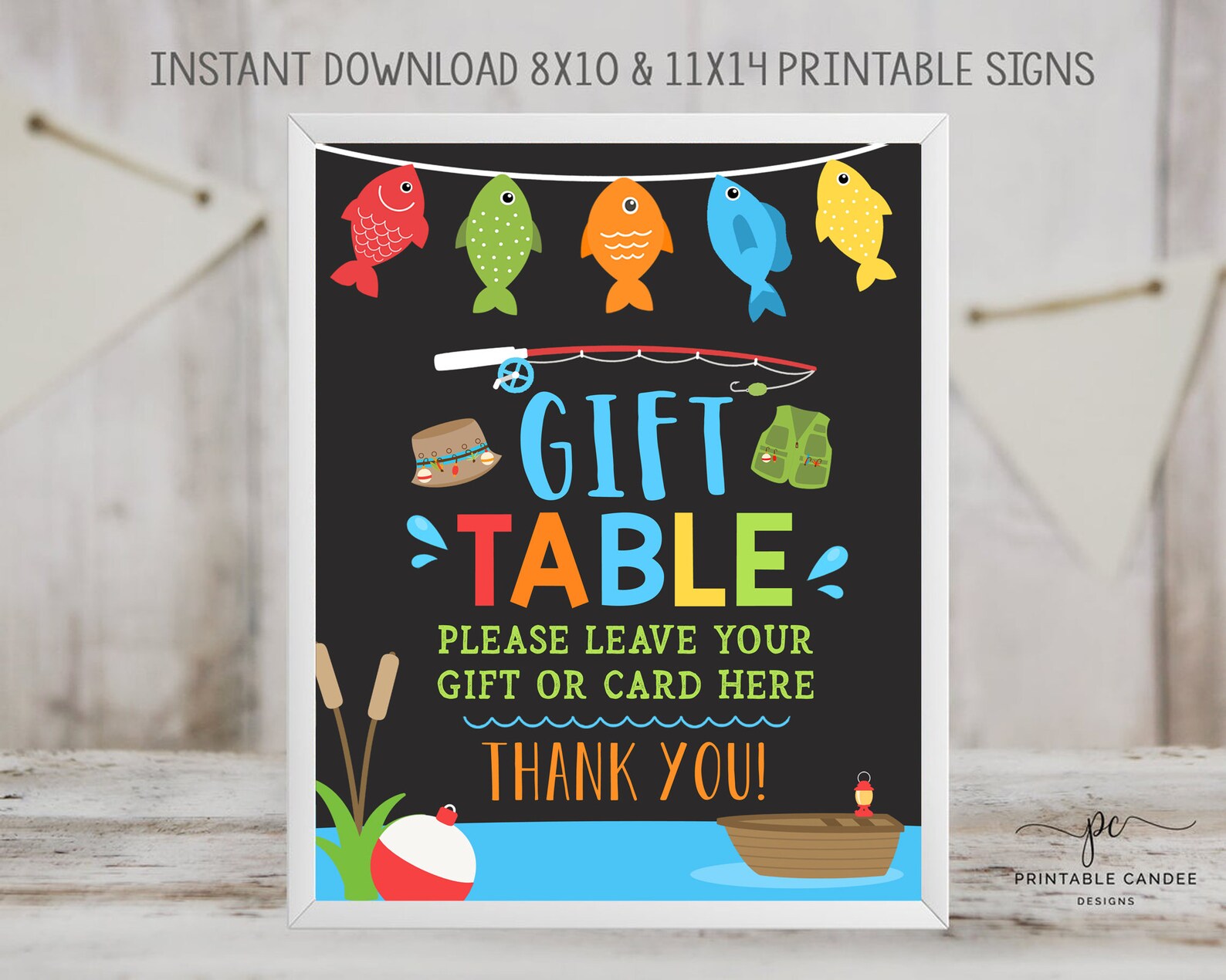 Fishing Gift Table Sign Fish Table Sign Chalk Fishing Party | Etsy