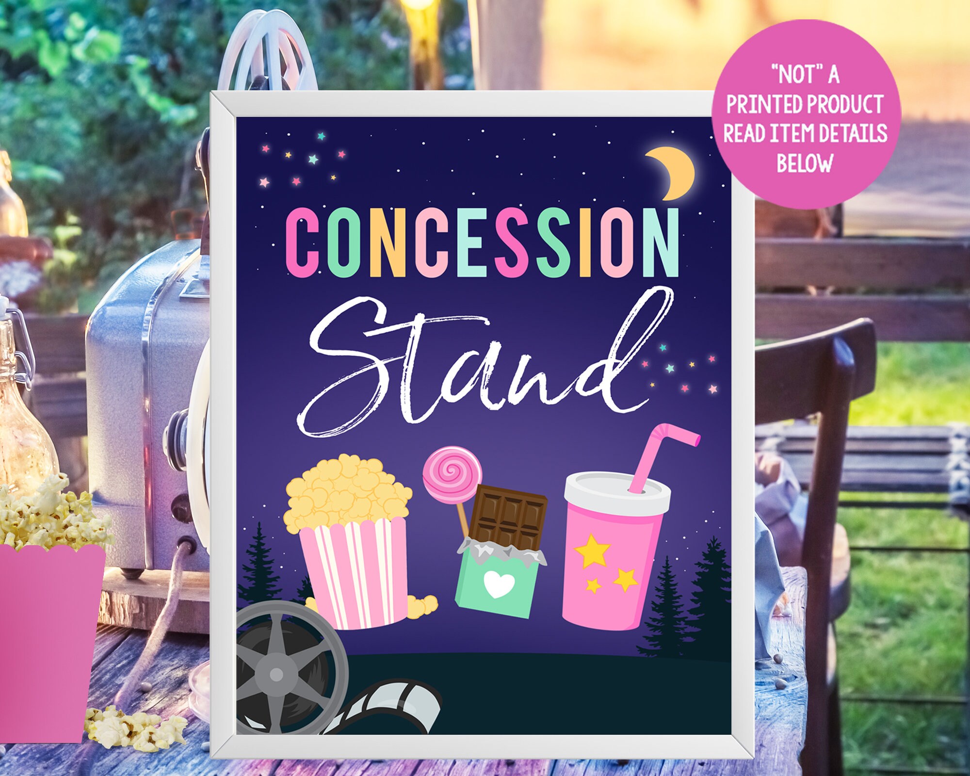 Backyard Movie Night Printable Concession Sign Outdoor Movie | Etsy