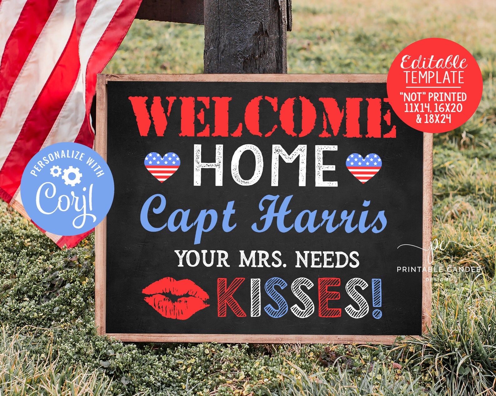 Welcome Home Wife Spouse Husband Sign Template Kisses Homecoming Back ...