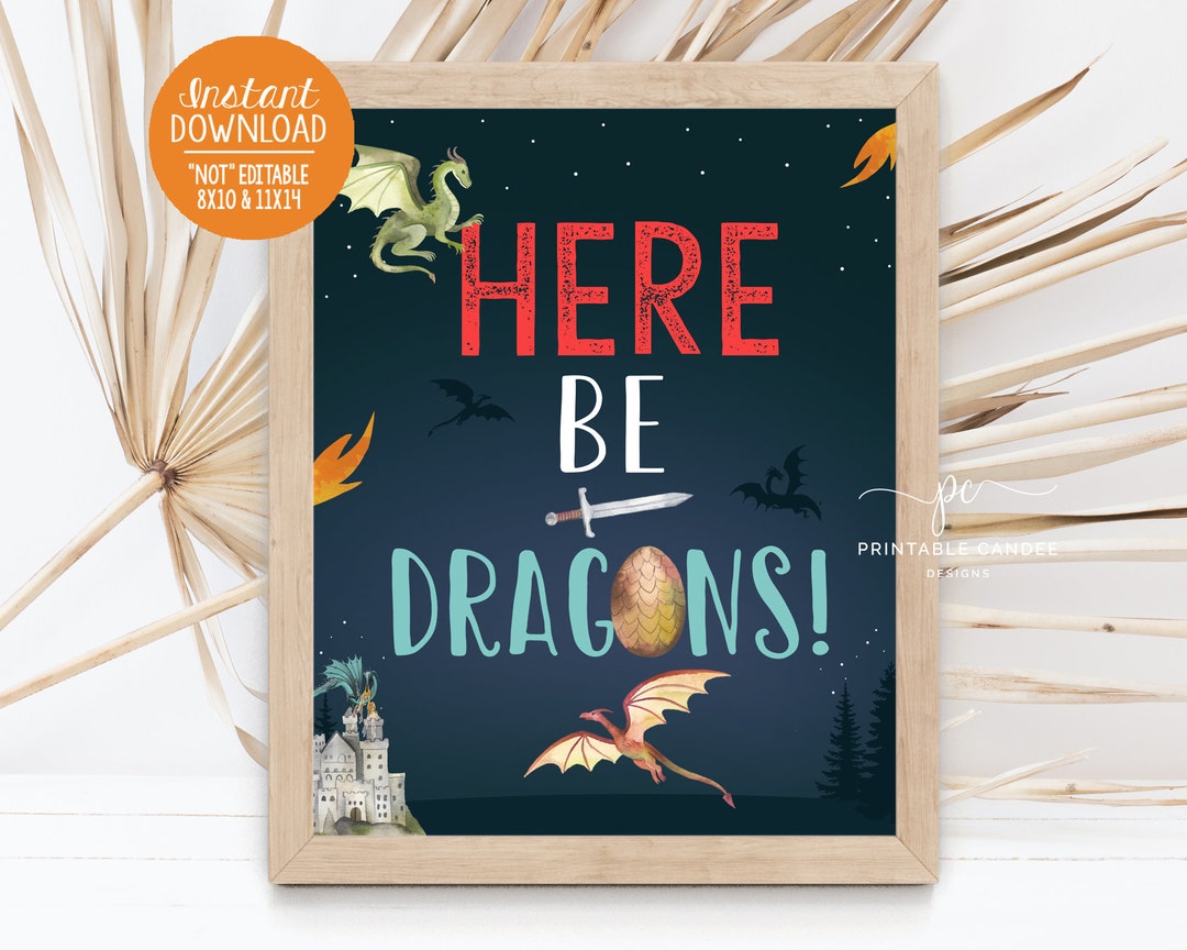 Dragon Party Sign Dragon Birthday Party Printables Dragon Boy Birthday ...