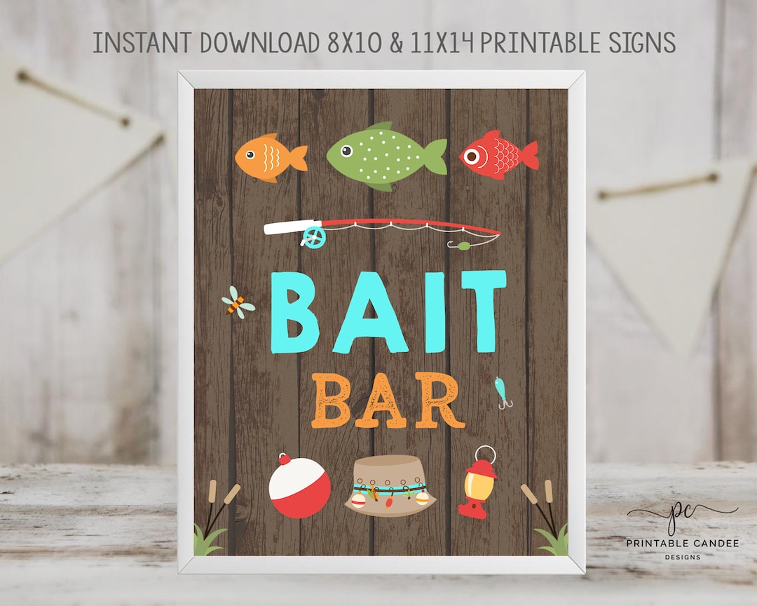 Fishing Food Sign Fish Table Sign Bait Bar Fishing Party Signs - Etsy