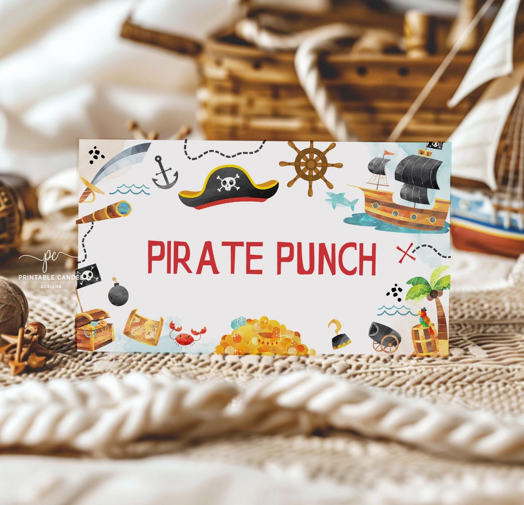 Editable Pirate Birthday Food Labels Ahoy Matey Theme Pirates Party ...