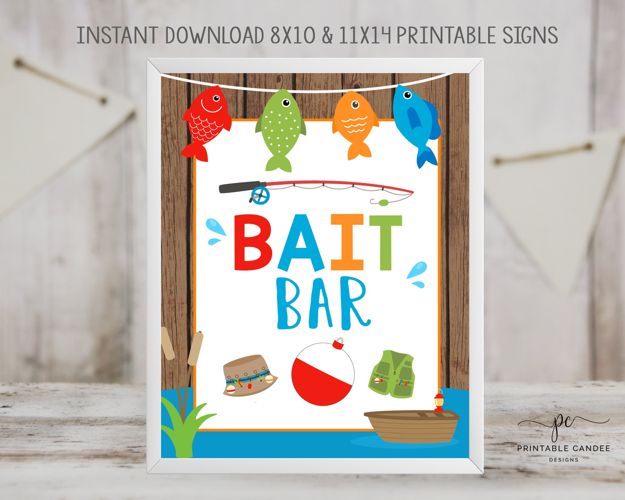 Fishing Food Sign Fish Table Sign Bait Bar Fishing Party Signs - Etsy UK