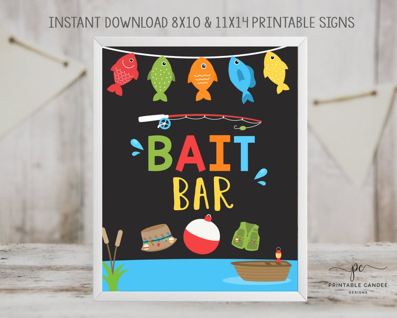 Fishing Food Sign Fish Table Sign Bait Bar Chalk Fishing Party | Etsy