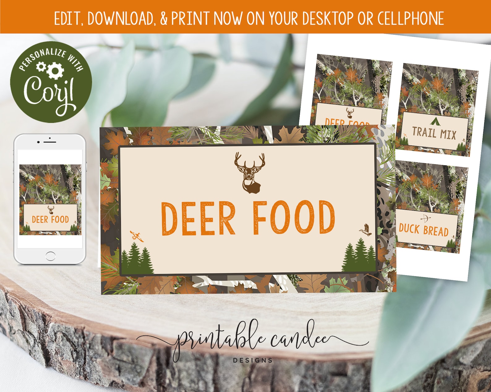 Editable Camo Hunting Food Labels Deer Boy Birthday Decor Food | Etsy