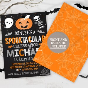 Halloween Birthday Invitation Costume Party Boy Invite Theme Pumpkin ...