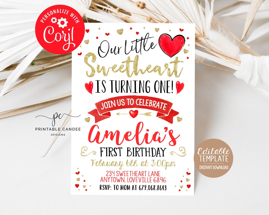 Editable Valentine Invitation Little Sweetheart Valentine's Day ...