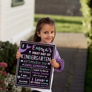 Mermaid Girl First Day of Preschool Sign 1st Day of Kindergarten Back ...