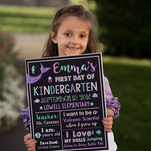 Mermaid Girl First Day of Preschool Sign 1st Day of Kindergarten Back ...