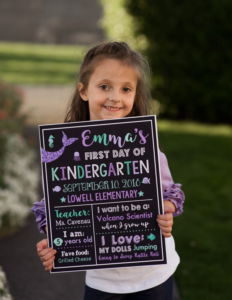 Mermaid Girl First Day of Preschool Sign 1st Day of Kindergarten Back ...