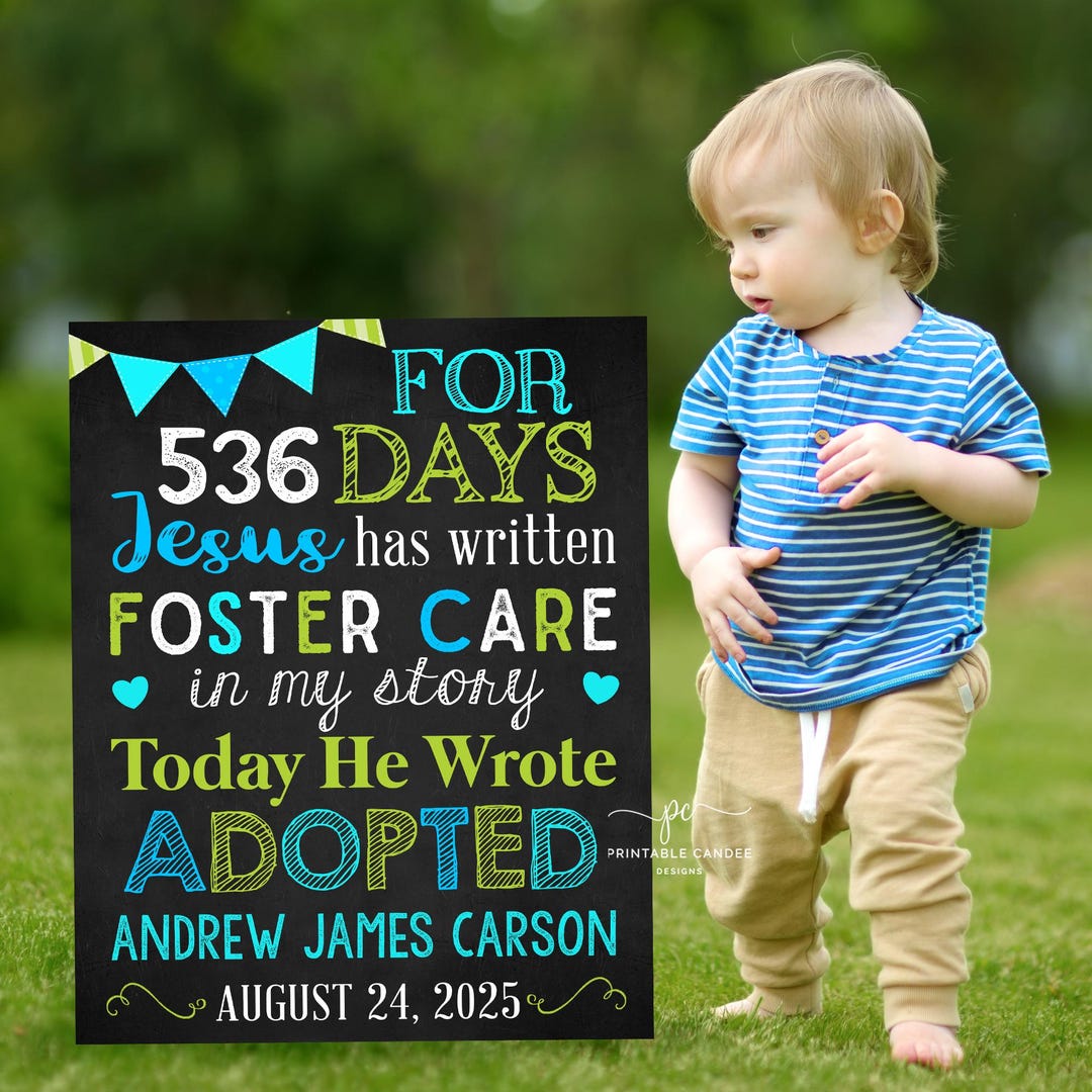 Editable Adoption Announcement Sign Green Blue Adopted Religious Poster ...