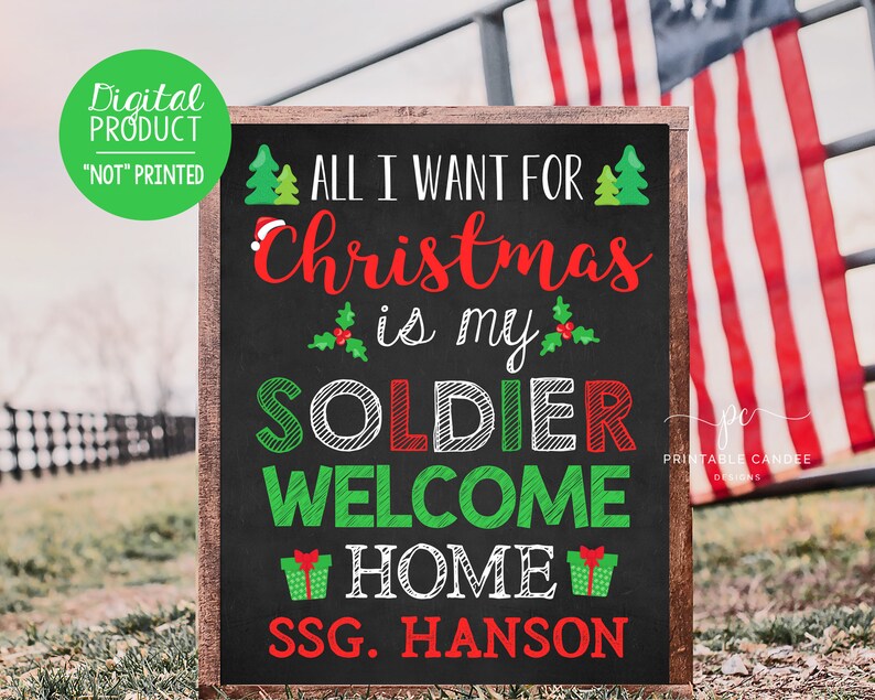 Christmas Homecoming Sign Welcome Home Wife Spouse Husband Holiday Back ...