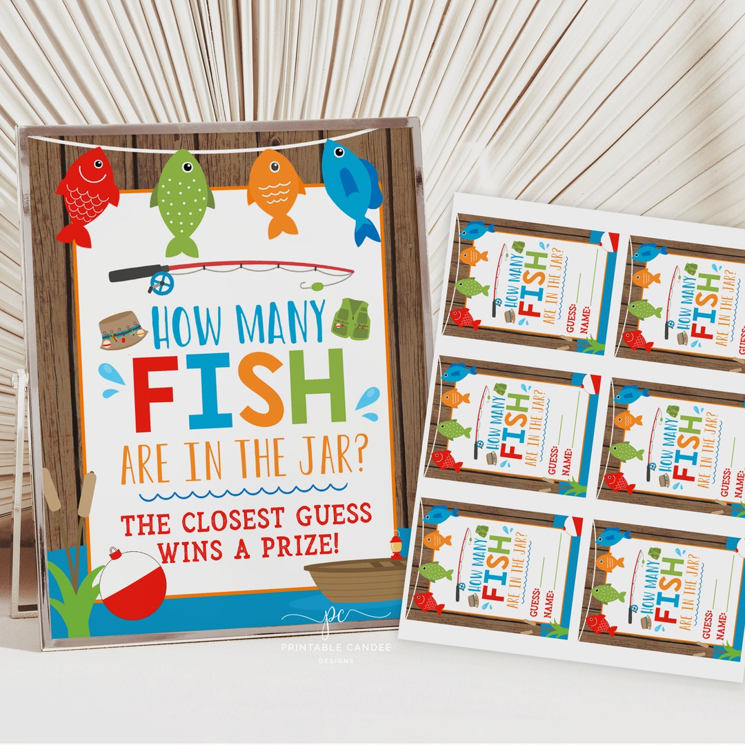 Guess How Many Fish Are in the Jar Game Printable Fishing Birthday ...