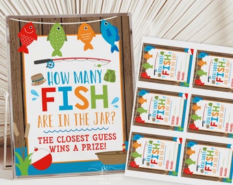 Guess How Many Fish Are in the Jar Game Printable Rustic Fishing ...