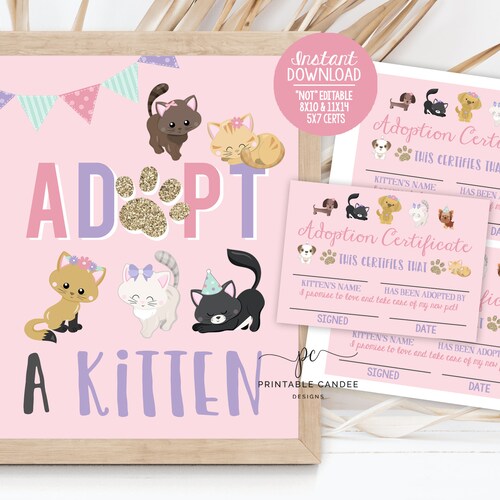 Editable Kitten Birthday Backdrop Kitty Cat Birthday Party - Etsy