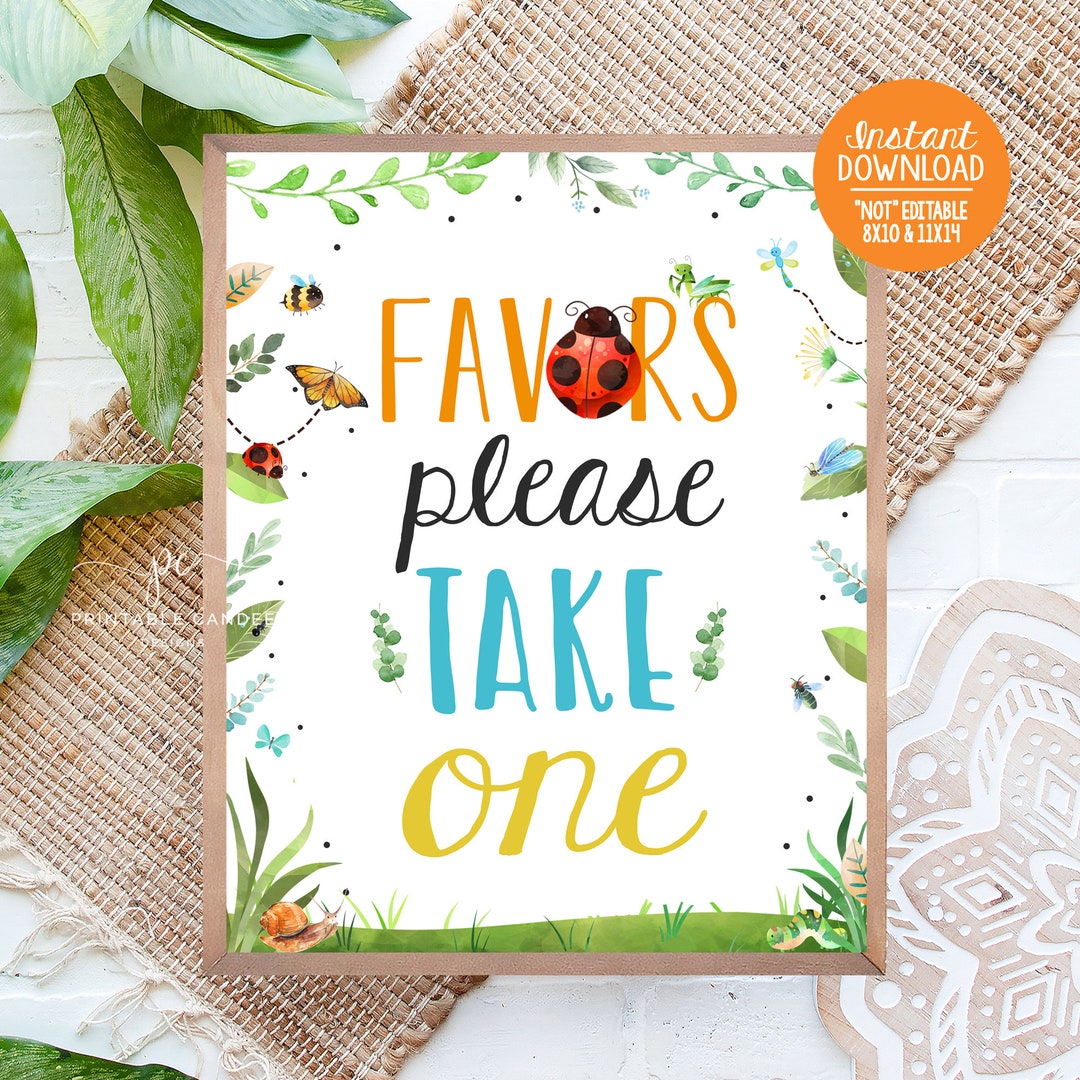 Bug Favor Sign Boy Bugs Birthday Party Decor Bee Favors Instant ...