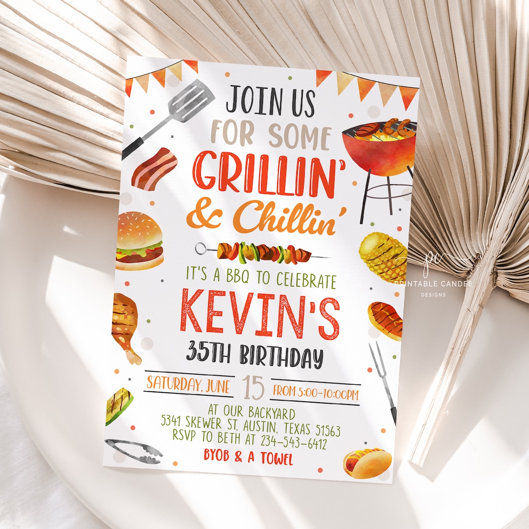Editable BBQ Invitation Backyard Barbeque Birthday Party Invite ...