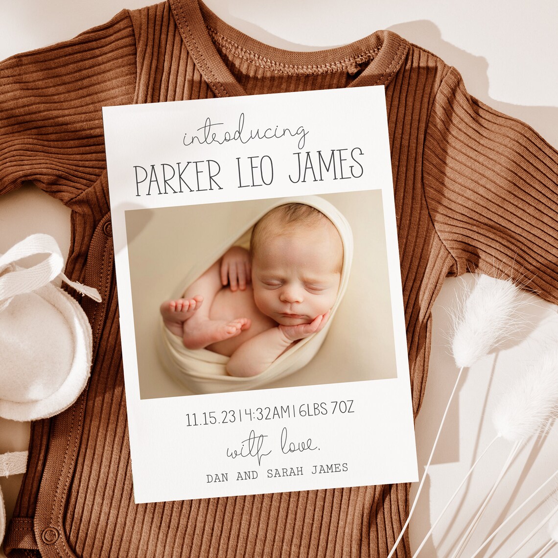 Tiny Details Birth Announcement Template Minimalist Editable Newborn ...