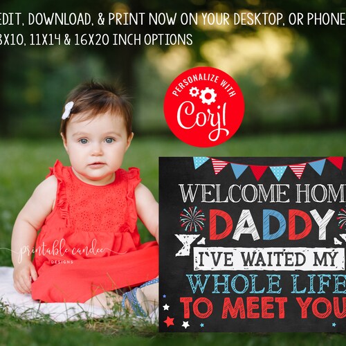 Welcome Home Daddy Sign Homecoming Kids Back From Deployment | Etsy