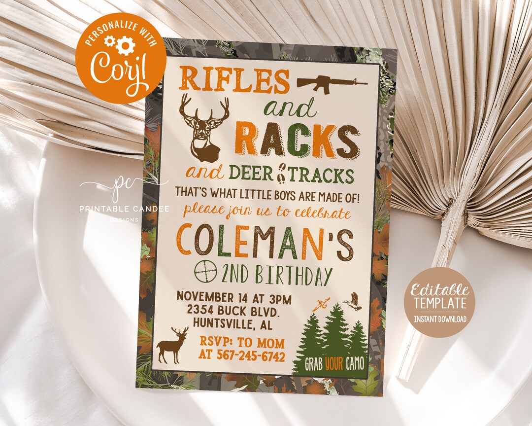 Deer Hunting Birthday Invitation Camo Party No Photo Invite Hunting ...