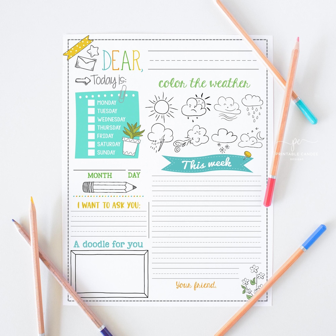 Penpal Letter Guide Kids Children Letter Writing Coloring Page Instant ...