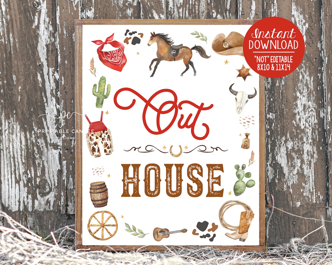 Cowboy Bathroom Sign 1st Rodeo Birthday Party Theme Wild West ...