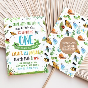 Bug 1st Birthday Invitation Bug Birthday Party Bug Invite Insect ...
