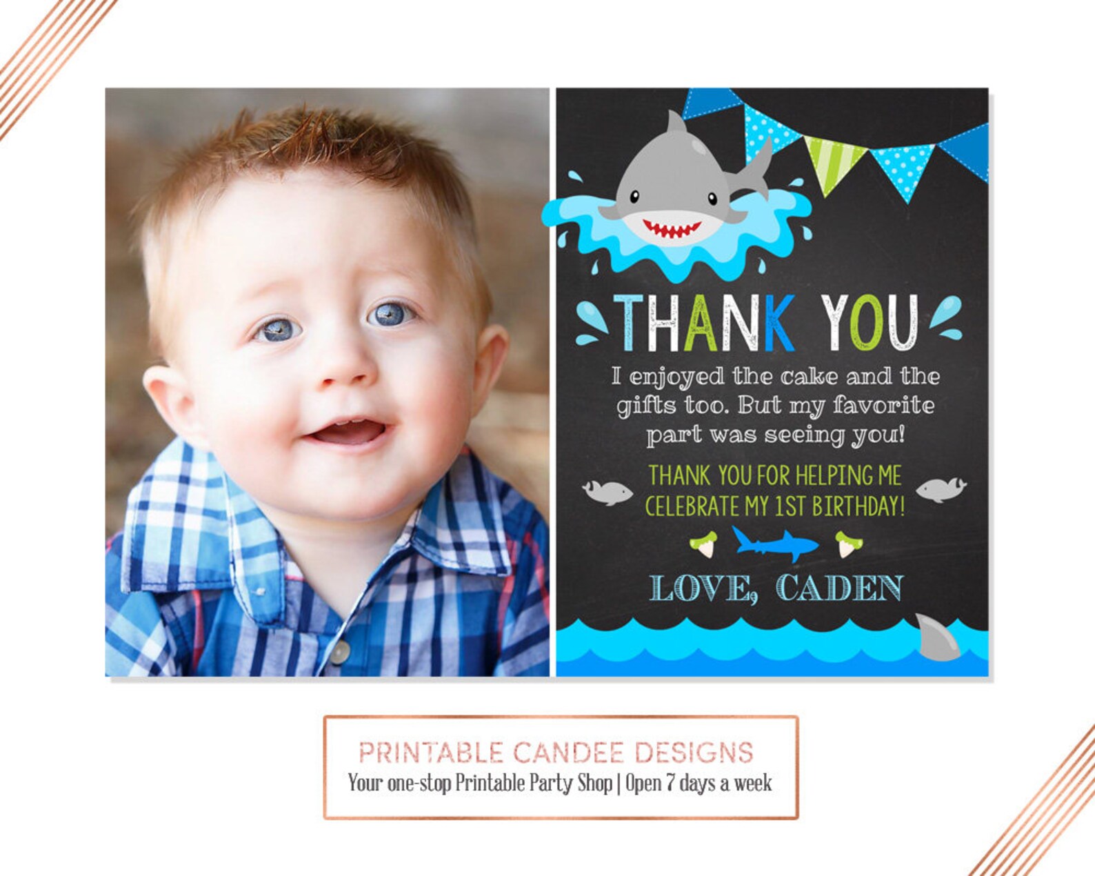 Shark Thank You, Shark Party Thank You, Boy Thank You, Shark 1st ...